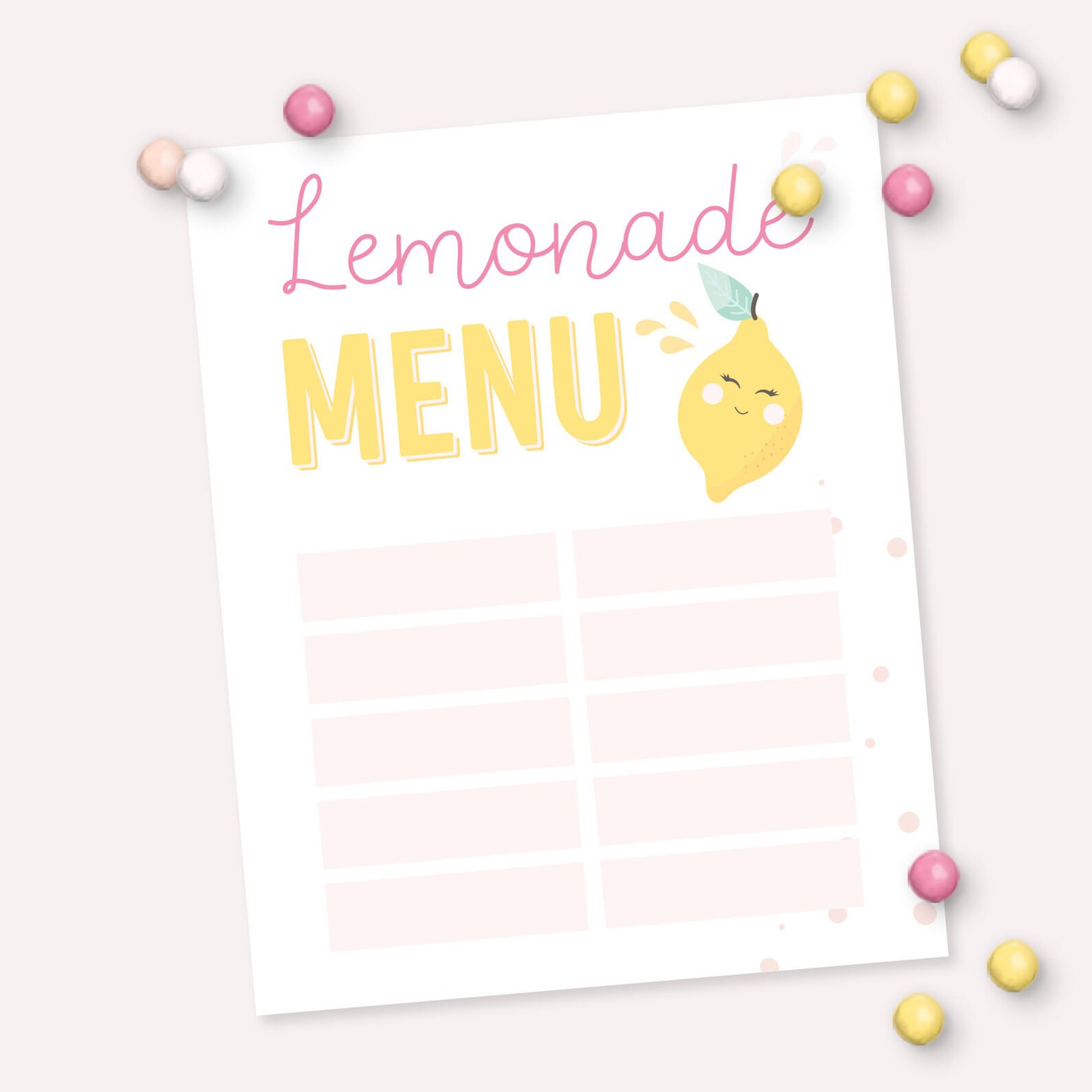 Lemonade Menu Sign Printable Pink Lemonade Birthday Party - Etsy
