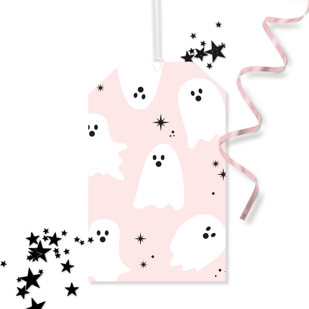 Ghost Gift Tags - Printable Pink Halloween Cute Ghost Cards Favor Gift ...