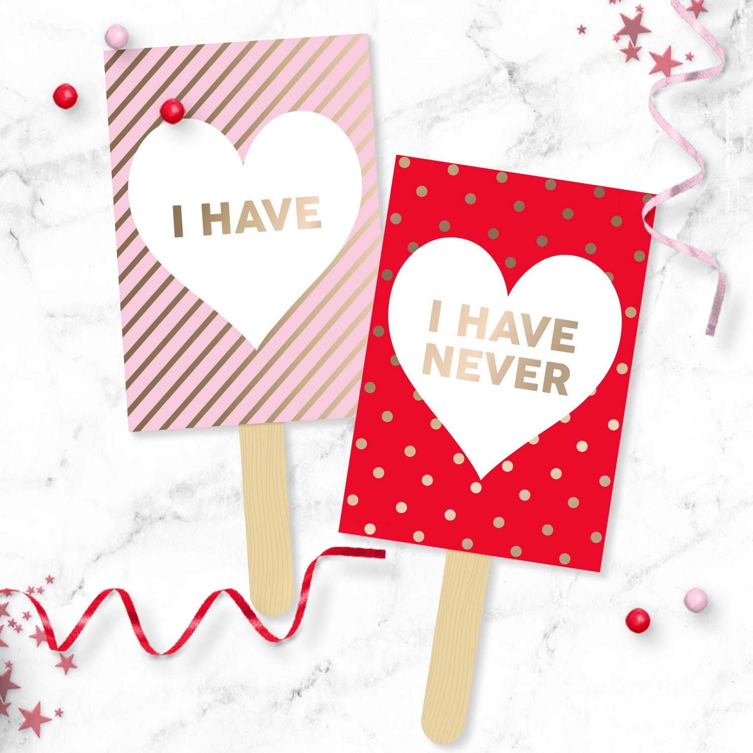 Valentine's Day Never Have I Ever Party Paddles Red & | Etsy