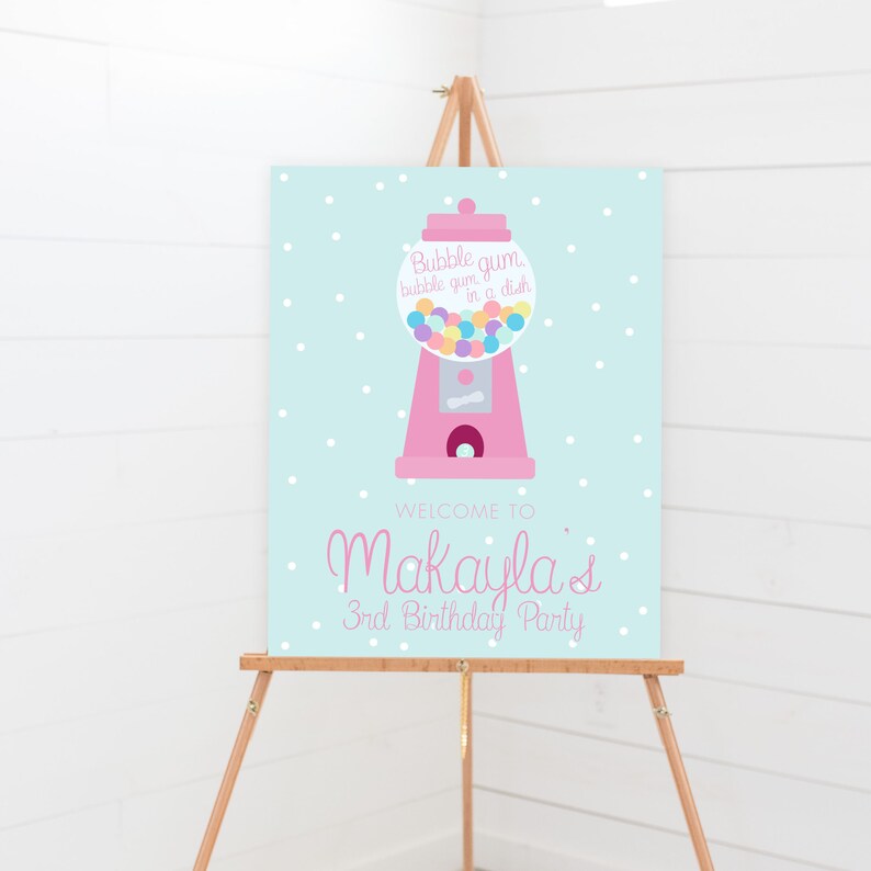 Gumball Welcome Sign Printable Bubble Gum Ball Machine - Etsy