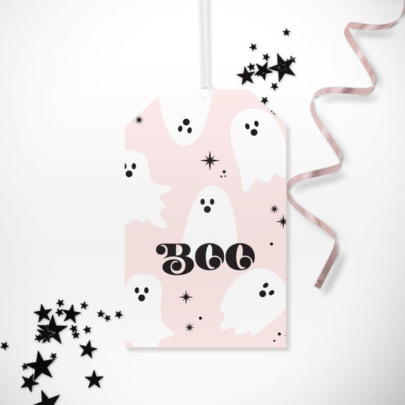 Ghost Boo Tags Printable Pink Halloween Cute Ghost Cards - Etsy