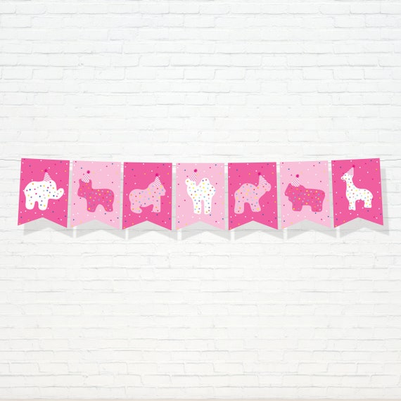 Circus Animal Banner Printable Pink Frosted Animal Cookie - Etsy