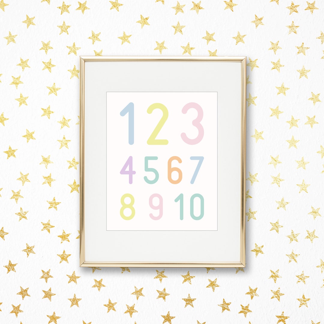 Counting Numbers 123 Pastel Rainbow Playroom Art Print - Printable ...