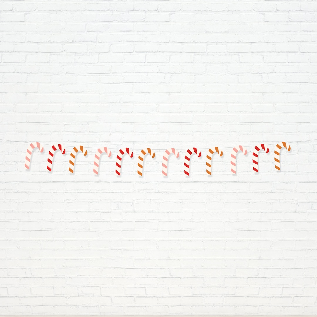Boho Candy Cane Garland - Printable Pink Red Gold Candy Christmas Home ...