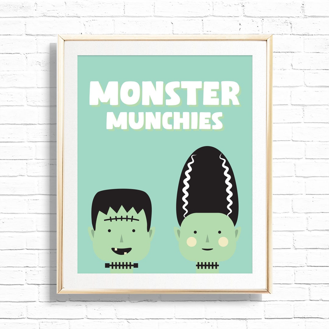 Monster Munchies Sign - Printable Mint Halloween Frankenstein Bride ...