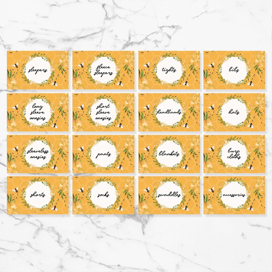 Nursery Drawer Labels - Printable Honey Bee Bumblebee Baby Closet ...