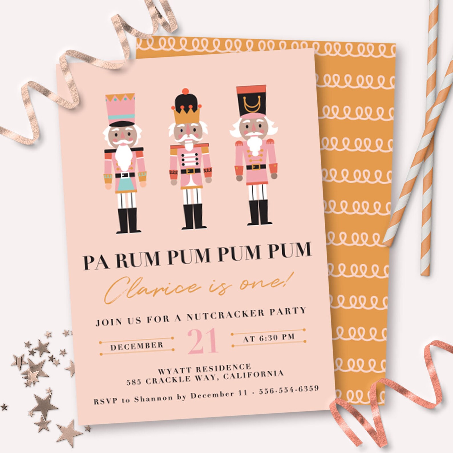 Nutcracker Birthday Invitation Printable Pink Christmas | Etsy