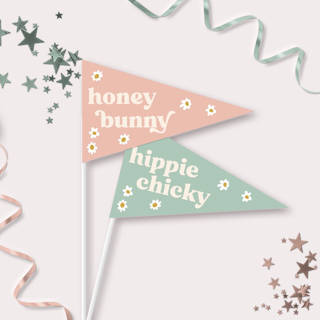 Easter Pennant Flags - Printable Hunny Bunny & Hippie Chicky Banner ...