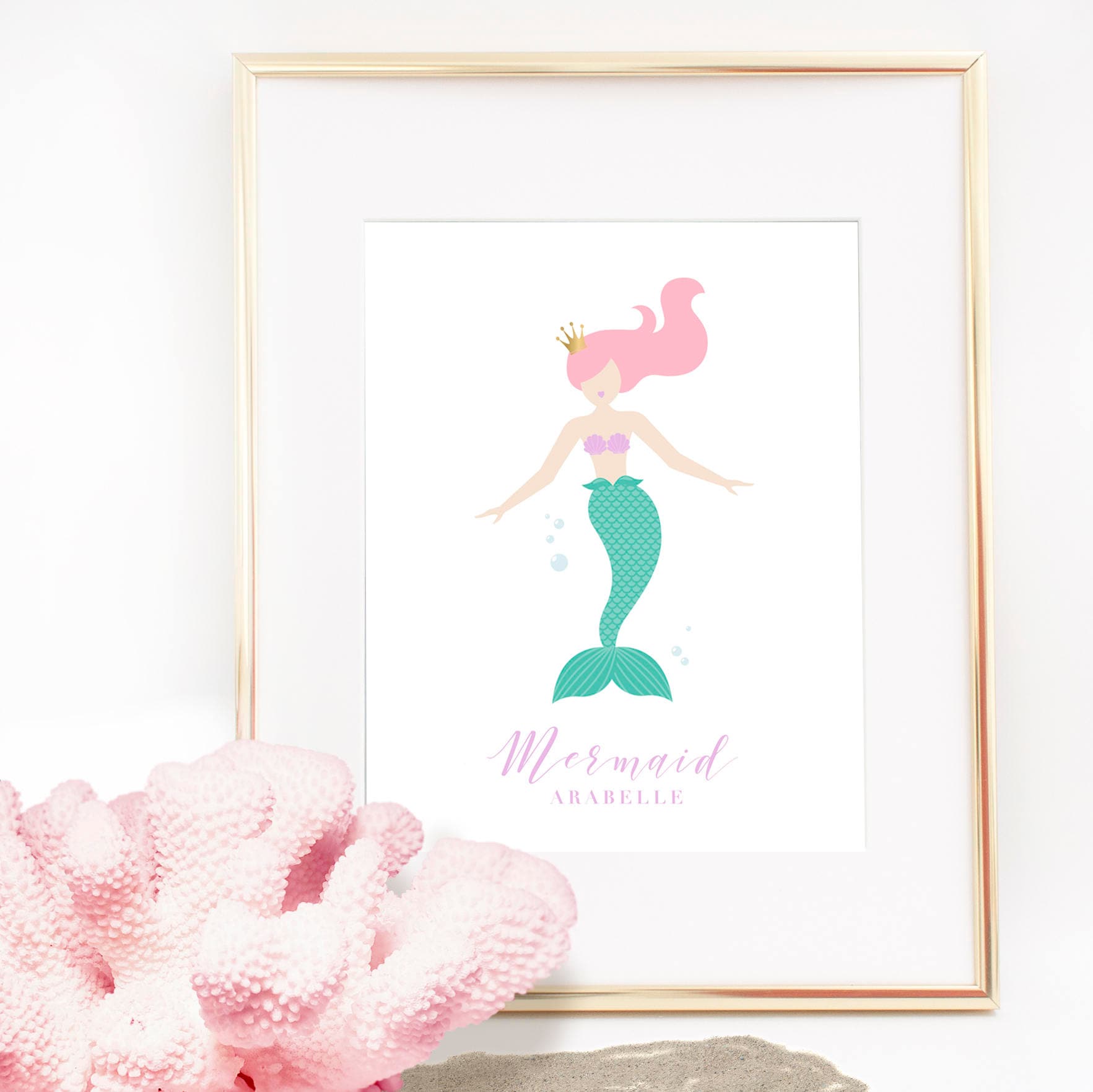 Personalized Mermaid Art Print Printable Custom Mermaid | Etsy