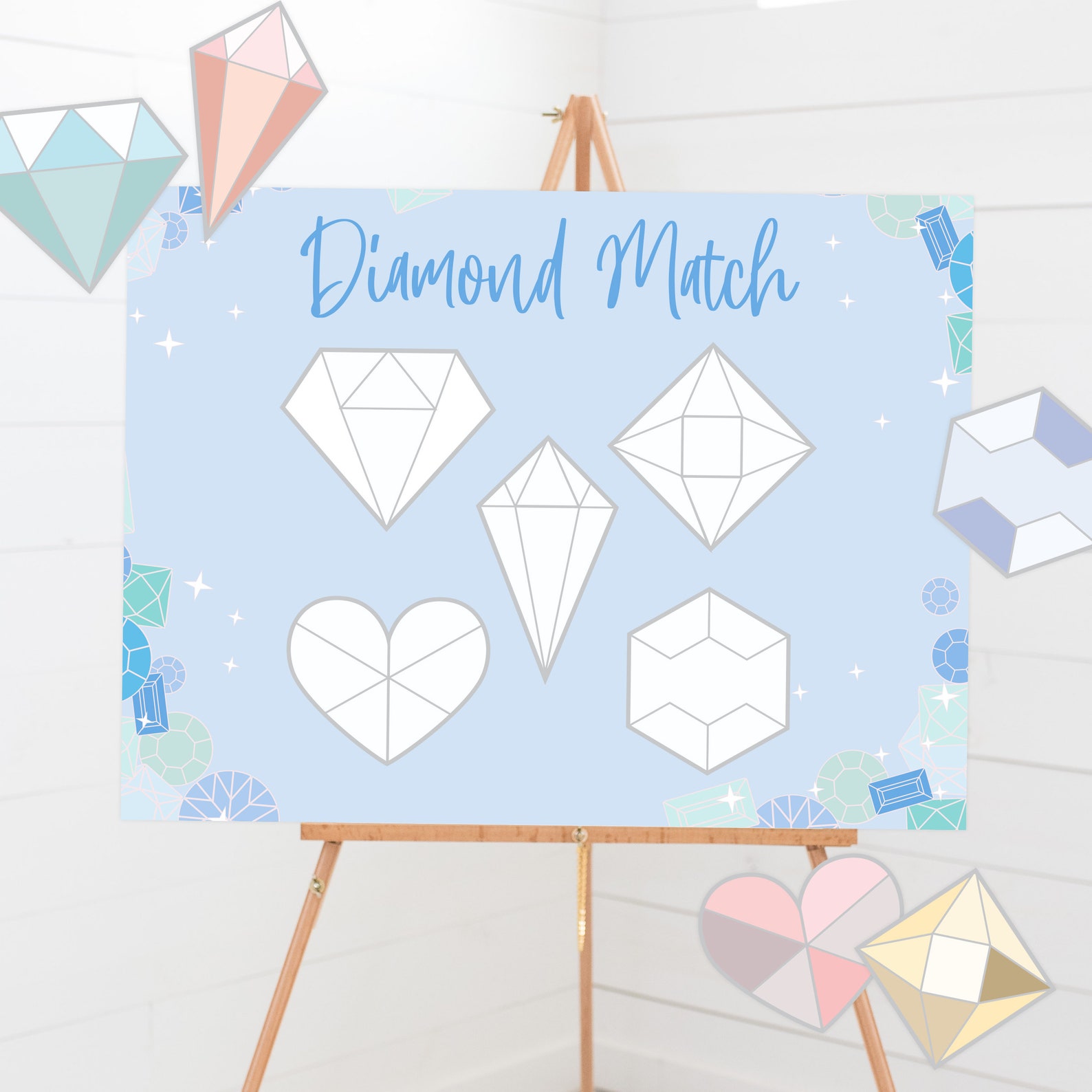 Diamond Match Game - Printable Gem Birthday Party Game - Custom ...