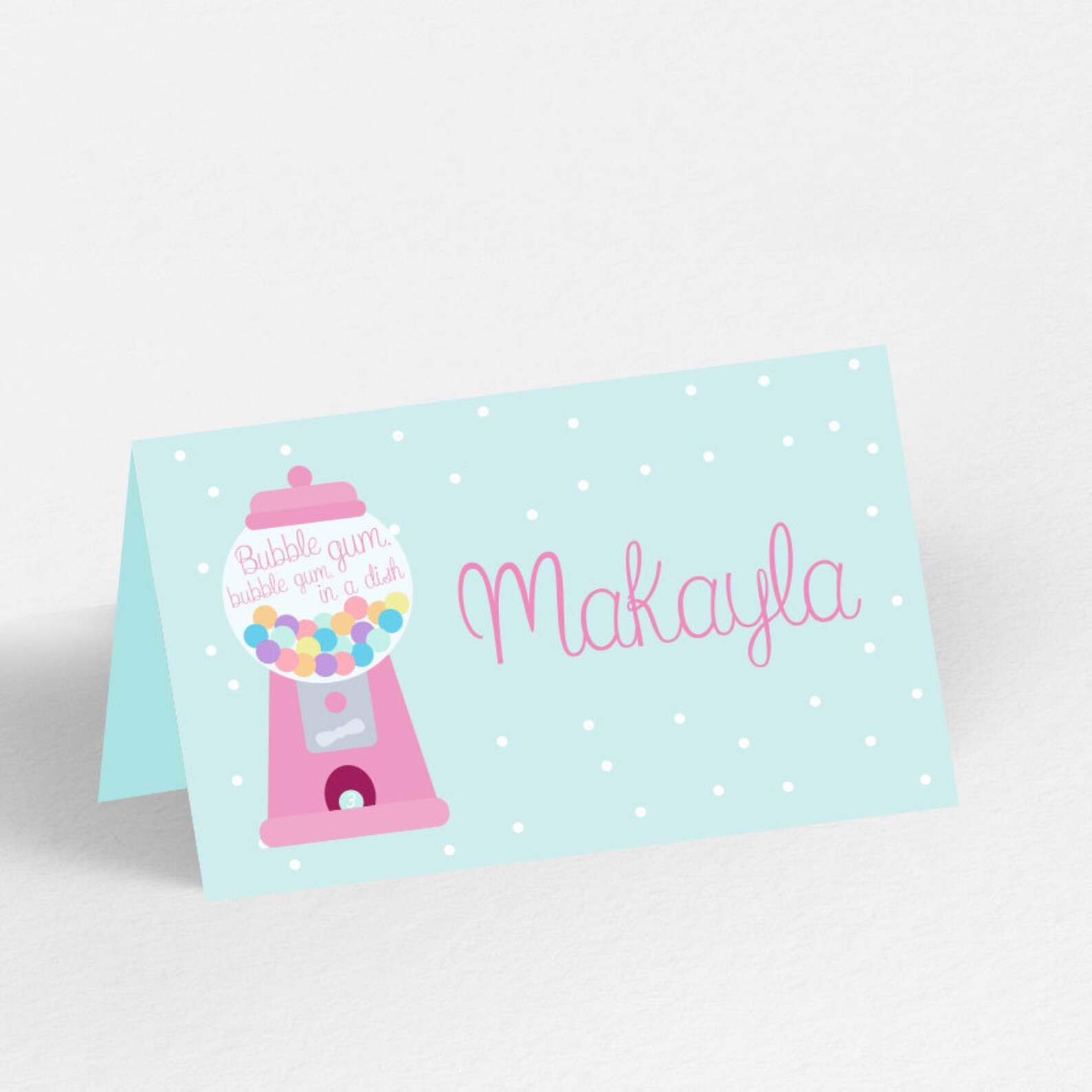 Gumball Machine Cards Printable Personalized Bubble Gum Ball - Etsy