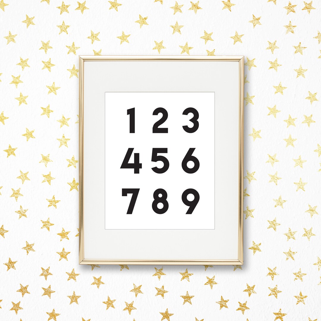 Counting Numbers 123 Scandinavian Black & White Playroom Art Print ...