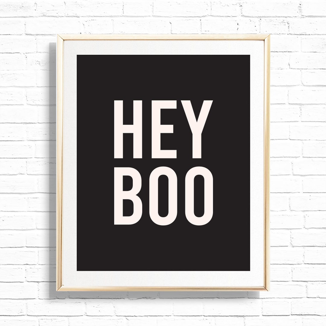 Hey Boo Print - Printable Pink Halloween Wall Art Decor - Scary Quote ...