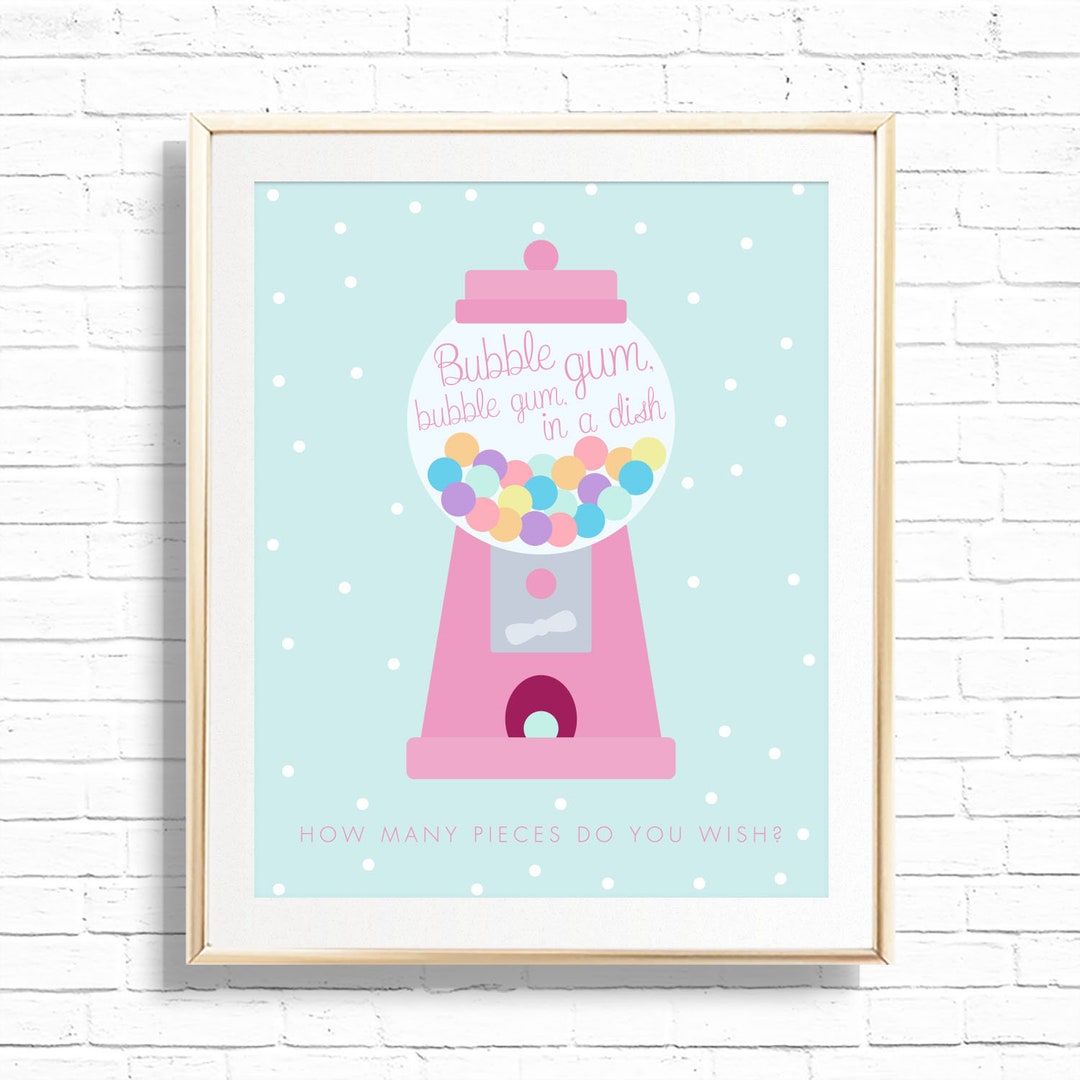 Gumball Machine Game Sign - Printable Bubble Gum Ball Machine Birthday ...