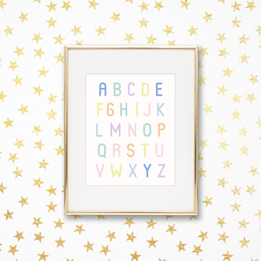 ABC'S Alphabet Pastel Rainbow Playroom Art Print - Printable Homeschool ...
