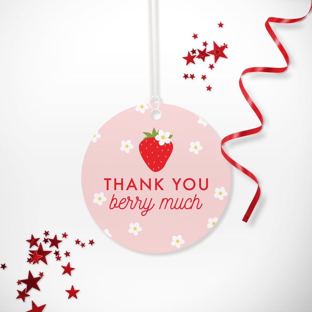 Strawberry Thank You Stickers - Printable Berry First Strawberry ...