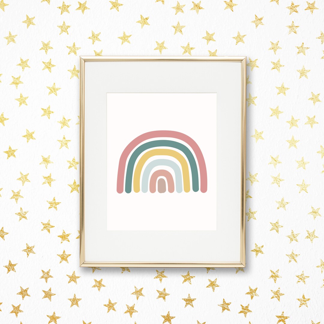 Pastel Boho Rainbow Playroom Home Decor Art Print - Printable Boho ...