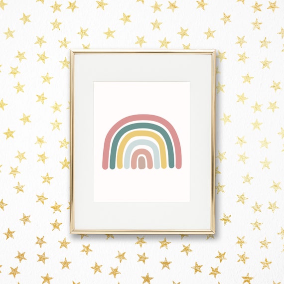 Pastel Boho Rainbow Playroom Home Decor Art Print Printable | Etsy