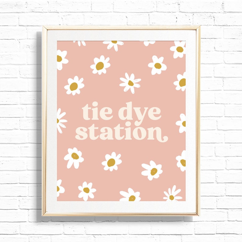 Tie Dye Station Sign Printable Boho Daisy Kids Craft | Etsy