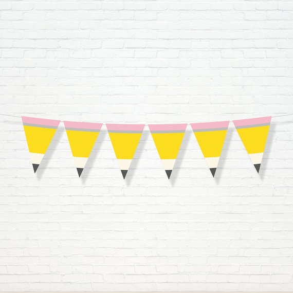 Pencil Flag Banner Printable Back to School Pencil Garland - Etsy
