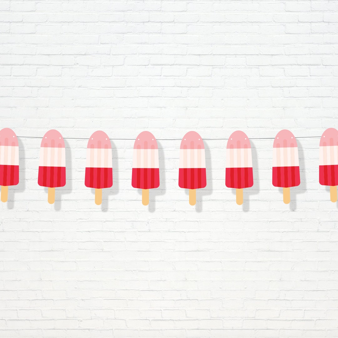 Popsicle Banner - Printable Pink Summer Firecracker Popsicle Garland ...