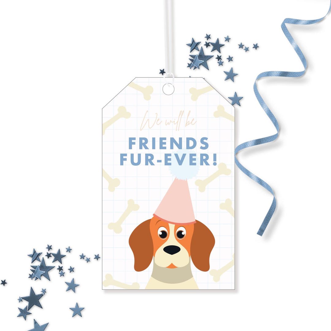 Dog Gift Tags - Printable Adopt A Puppy 1st Birthday Party Favor Thank ...