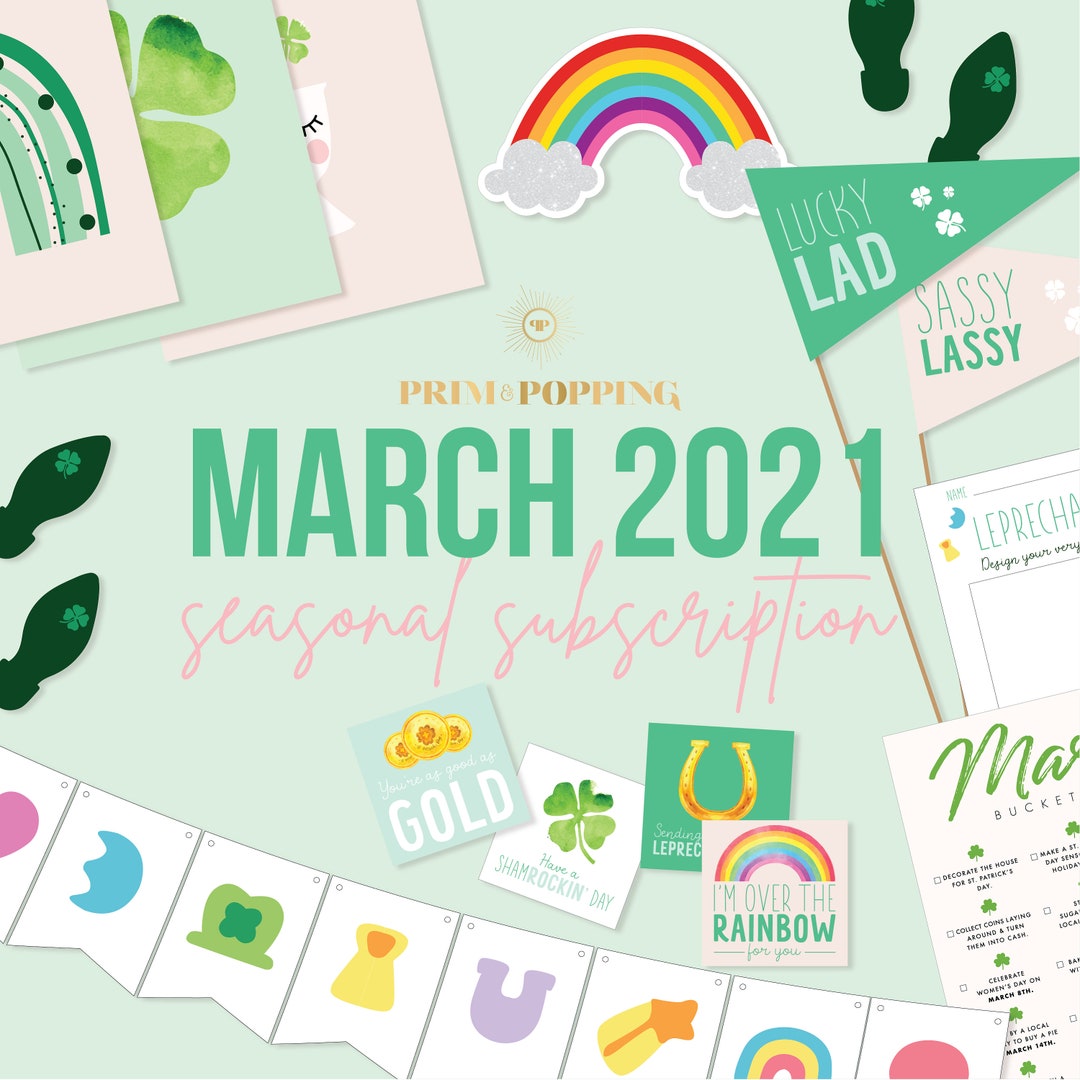 St. Patrick's Printable Subscription - March Holiday & Seasonal Art ...
