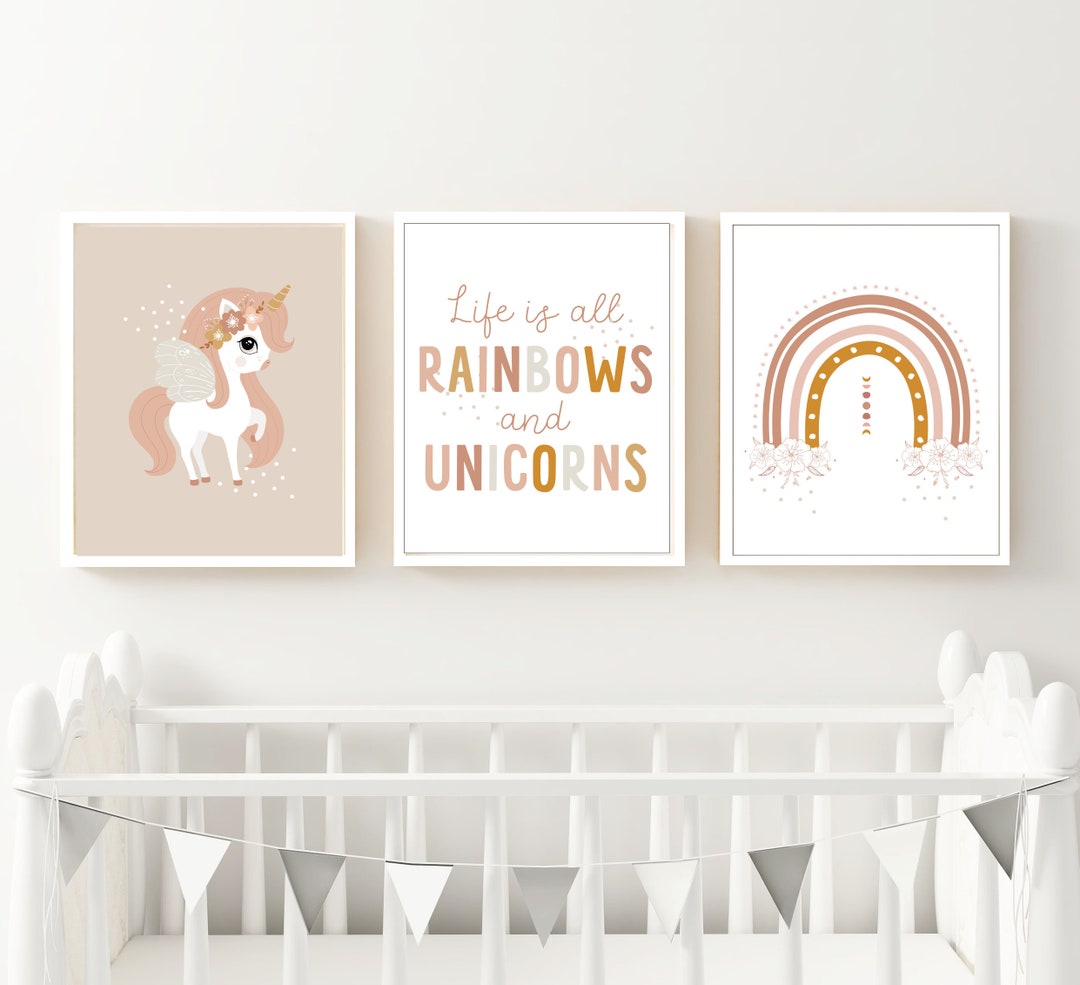 Boho Rainbow Unicorn Print - Printable Set of 3 Life is All Rainbows ...