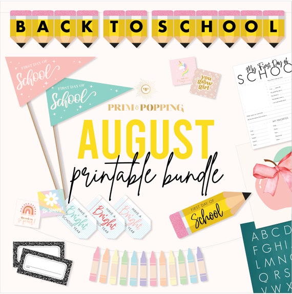 Back to School Printable Bundle BTS August September First - Etsy