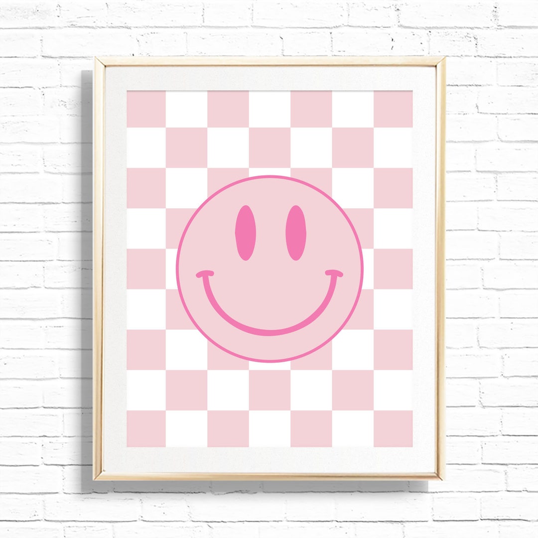Happy Face Checkered Sign - Printable Pastel Happy Face Birthday Party ...