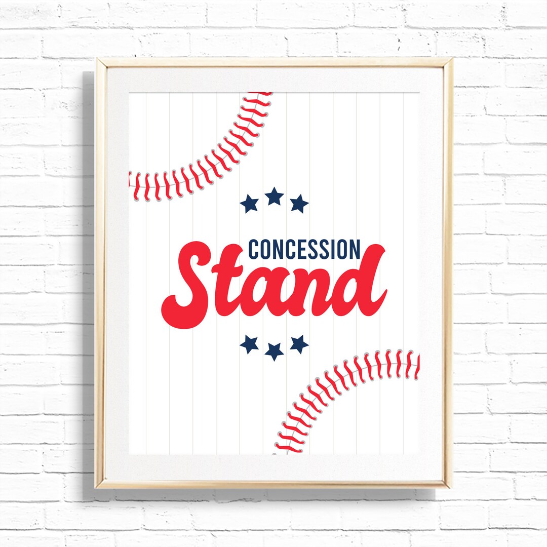 Concession Stand Sign - Printable Baseball First Birthday Party Food ...
