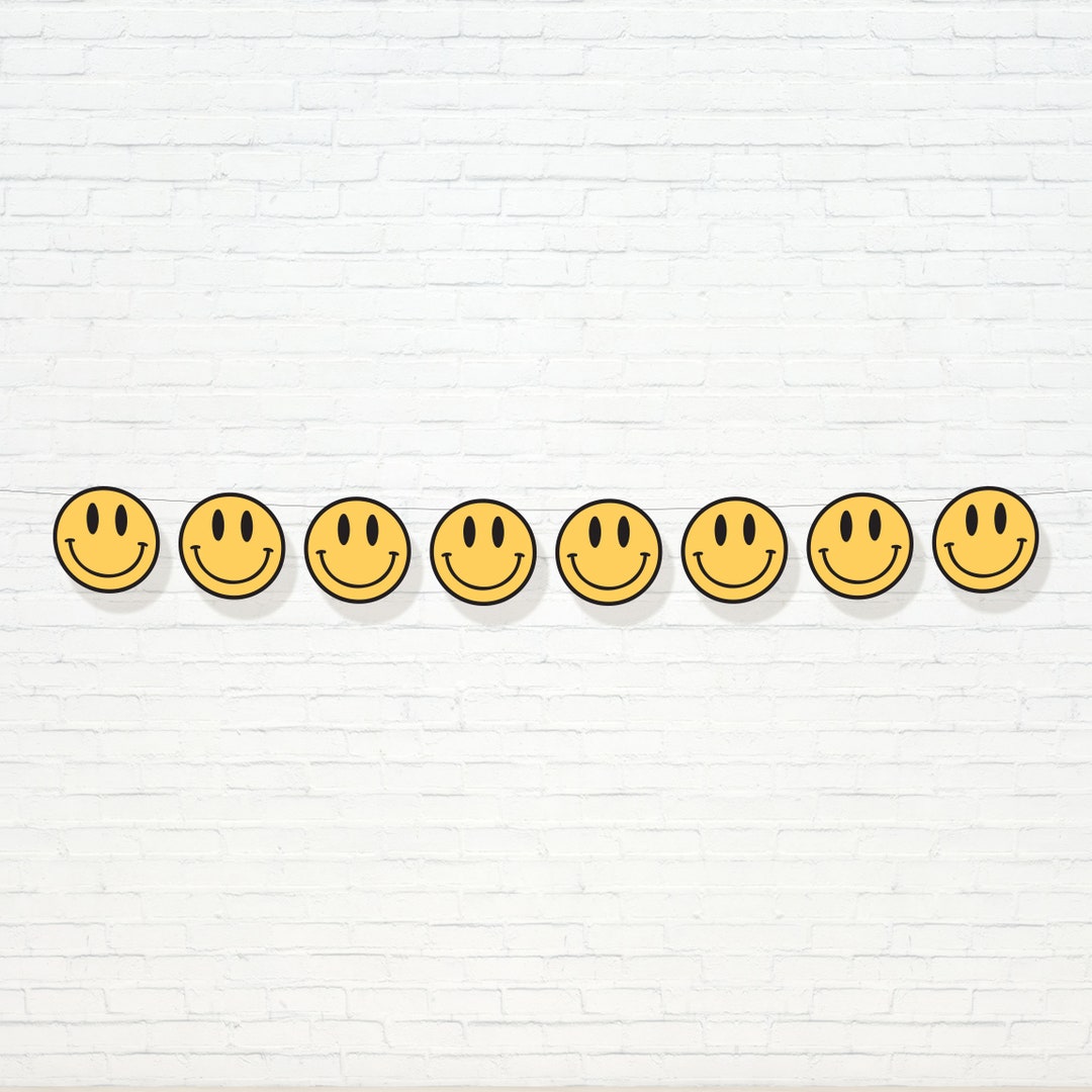 Happy Face Banner - Printable One Happy Dude Smile Face Garland ...
