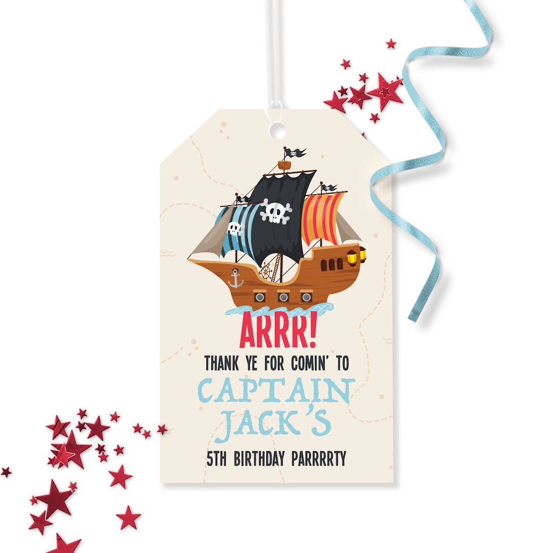 Pirate Favor Tag - Printable Pirate Ship Birthday Party Thank You Loot ...
