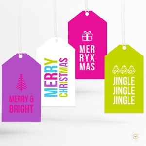 Merry & Bright Christmas Gift Tags - Printable Favour Tags - Bold and ...