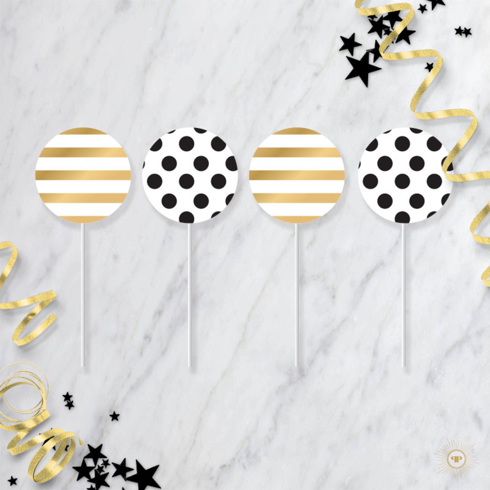 Glam Gold Party Cupcake Toppers Printable Food Picks - Etsy