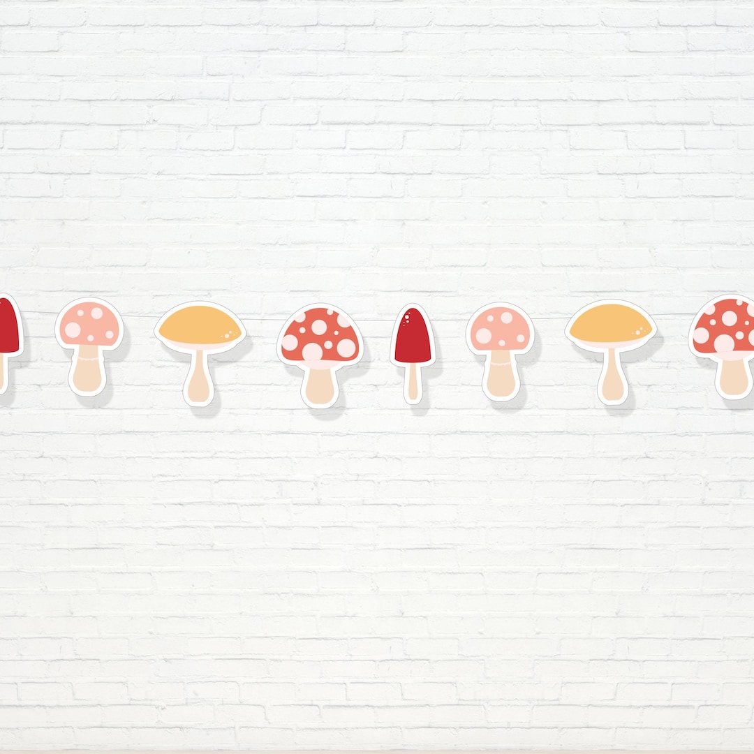 Mushroom Banner - Printable Garden Fairy Party Birthday Party Garland ...