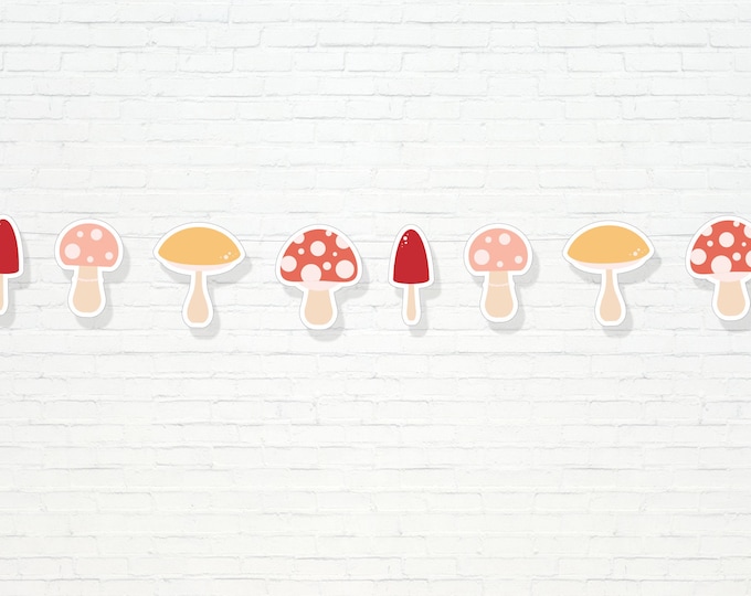 Mushroom Banner, Mushroom Birthday Banner, Mushroom Party Decorations ...