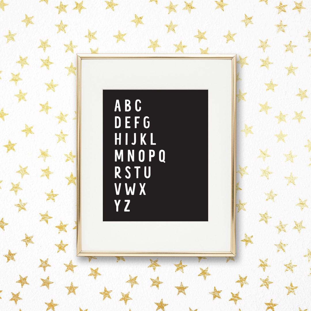 Black & White Abc's Alphabet Playroom Home Decor Art Print - Printable ...