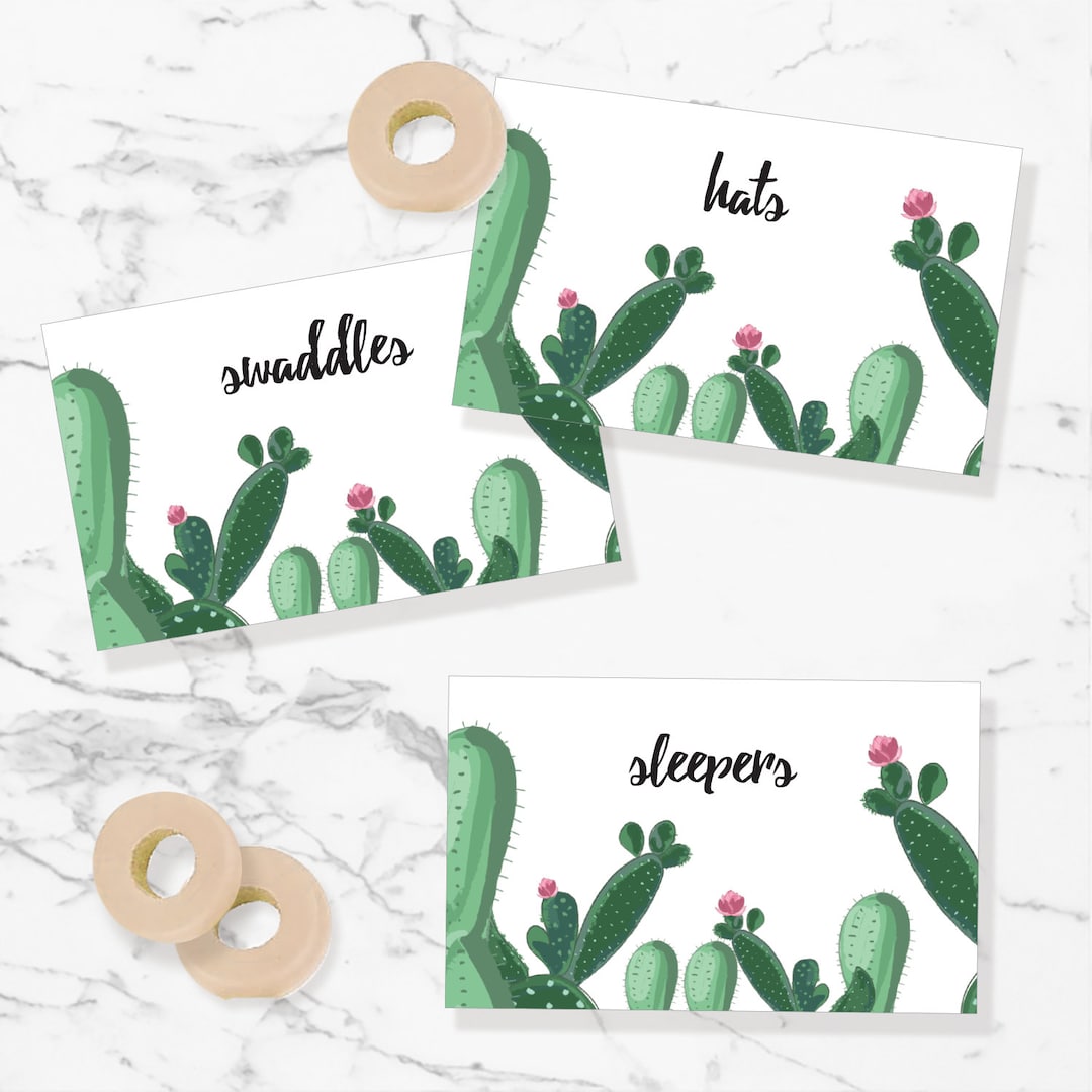 Cactus Baby Drawer Divider Labels - Printable Baby Labels - Drawer ...