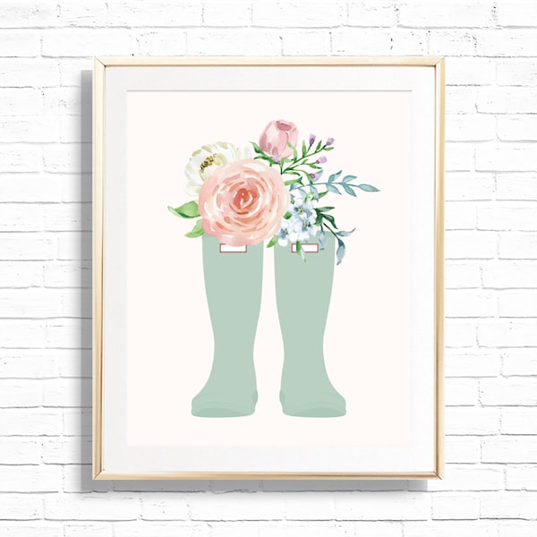 Rain Boot Flowers Art - Etsy