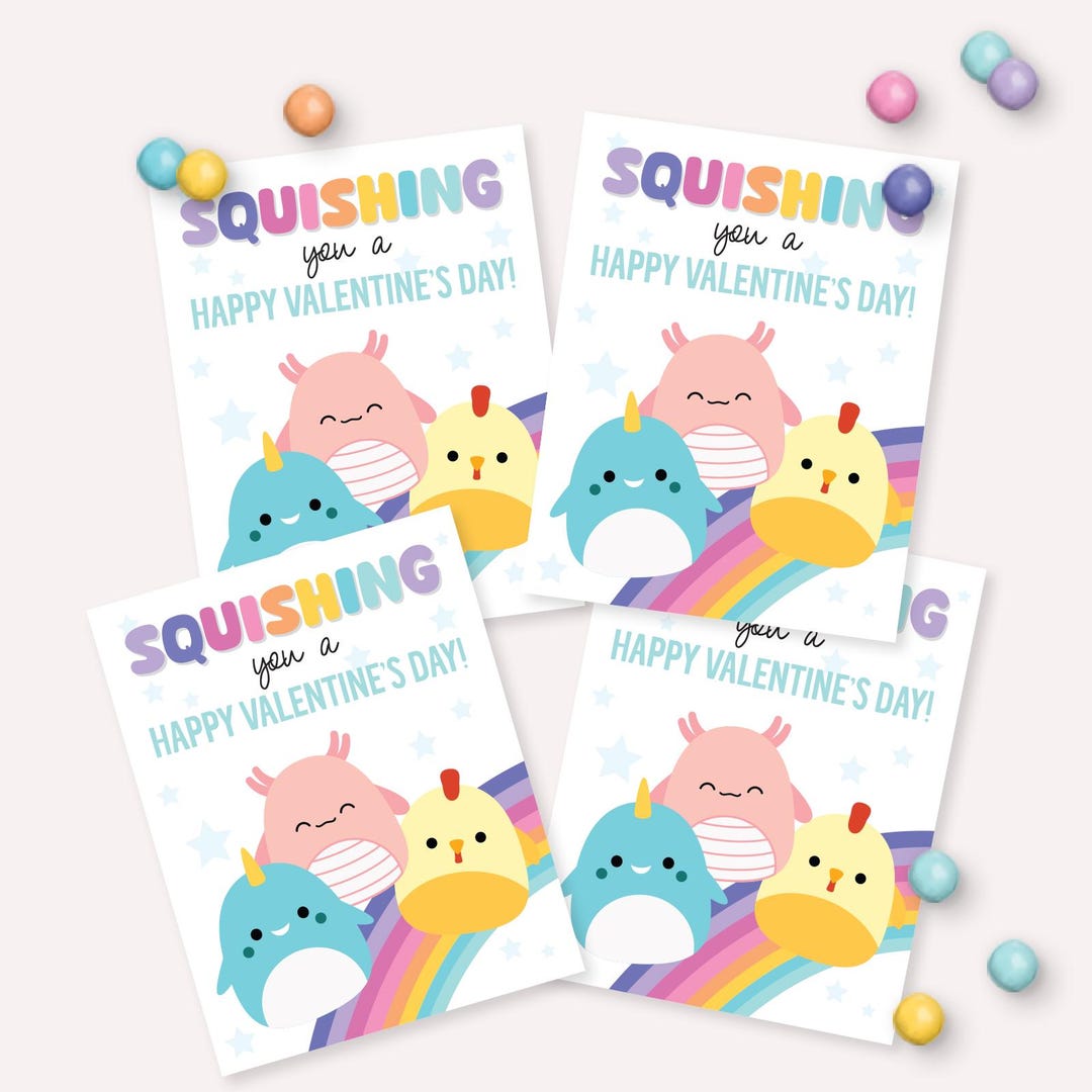 Squish Toy Valentine - Printable Squishy Kids Classroom Valentines Day ...