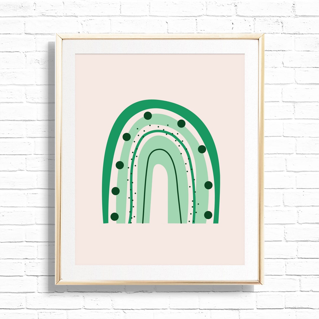 Green Boho Rainbow Home Decor Art Print - Printable Pink and Green 8x10 ...