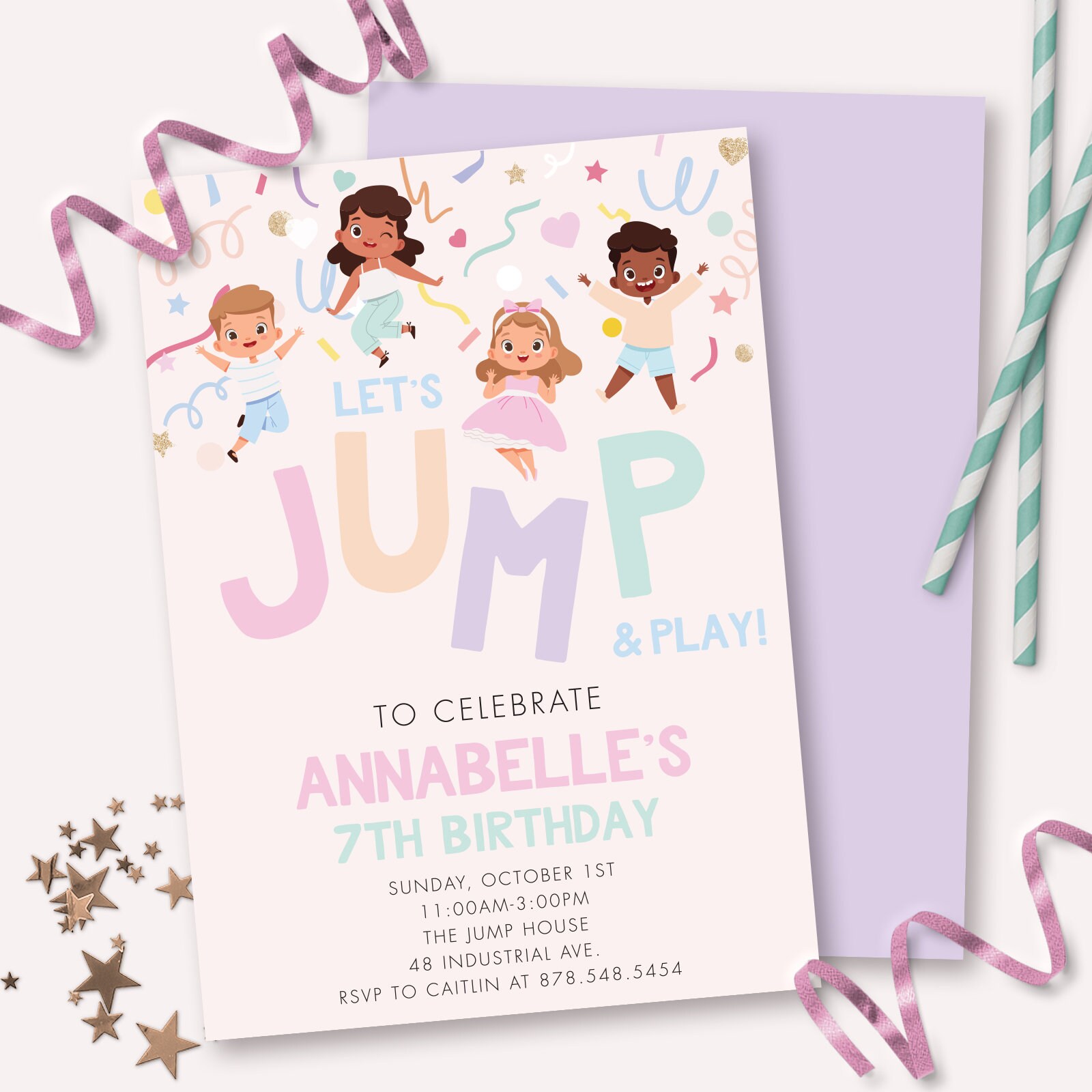 Jump Birthday Invitation - Printable Trampoline Play Place Birthday ...
