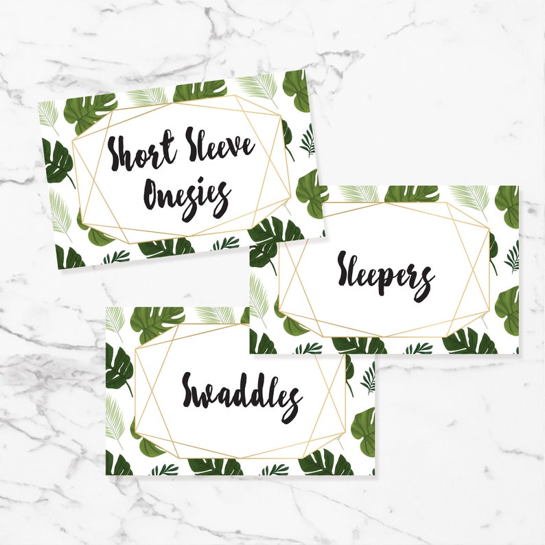 Nursery Drawer Divider Labels Printable Tropical Palm Leaf - Etsy