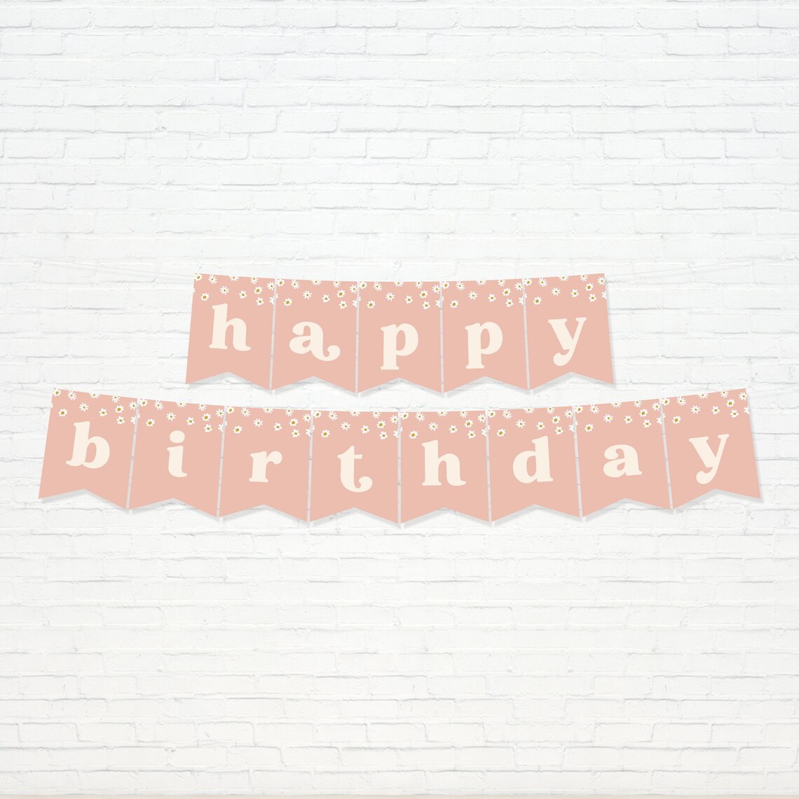 Boho Daisy Banner Printable Pink Daisies Happy Birthday - Etsy