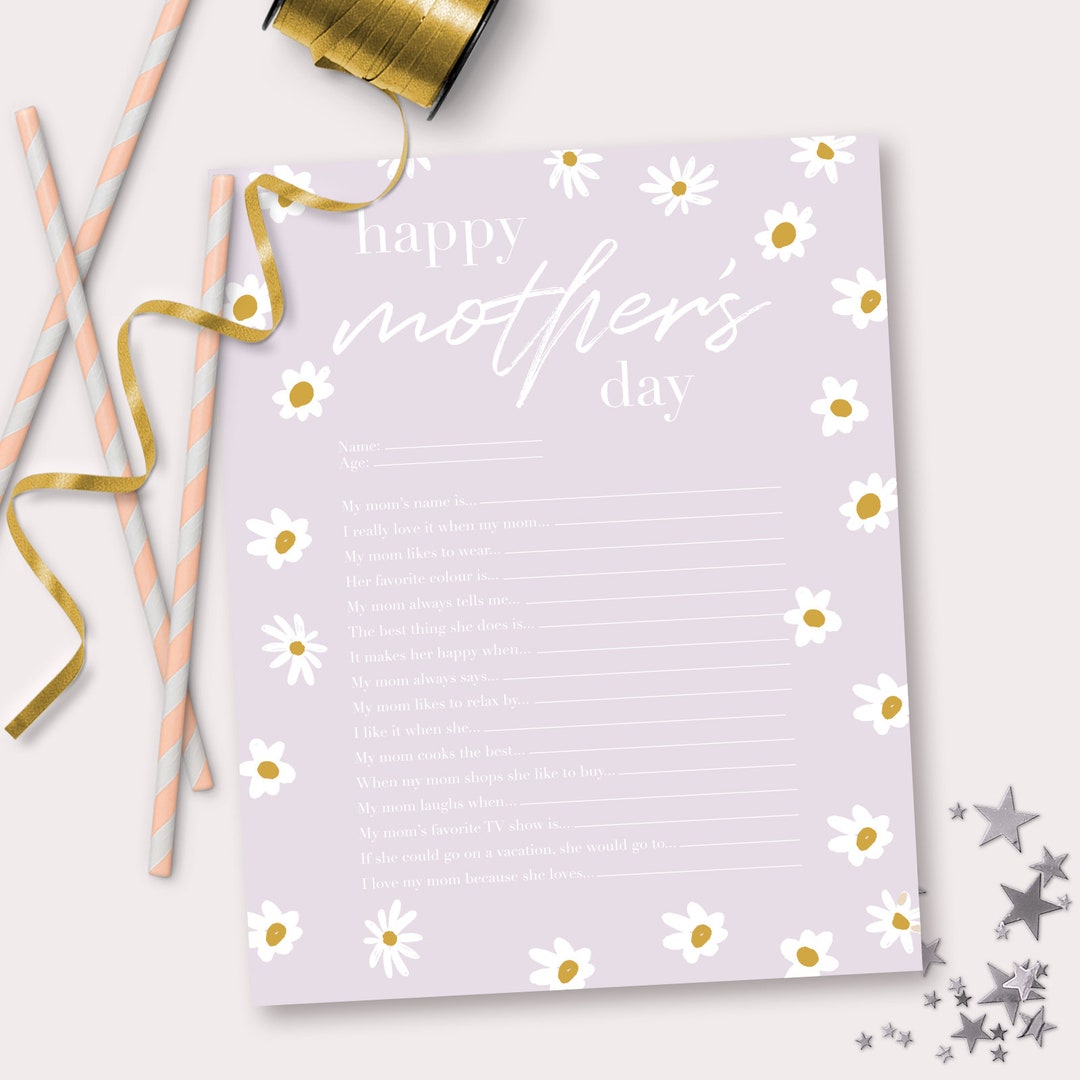 Mother's Day Questionnaire - Printable Gift for Mom - Mother's Day ...