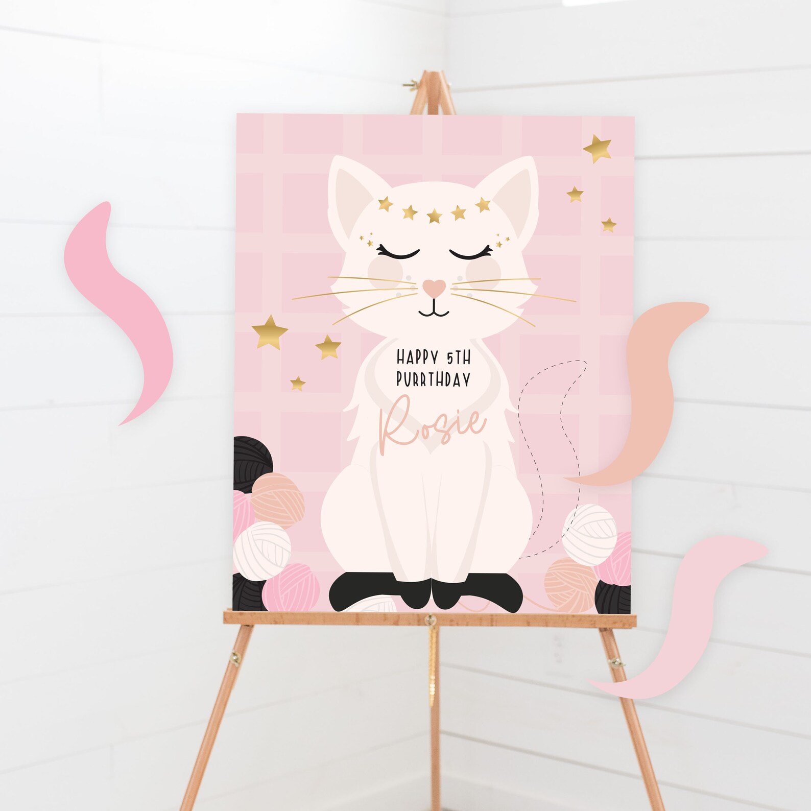 Pin the Tail on the Cat - Printable Boho Kitty Cat Pin the Tail ...