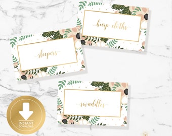 Floral Printable Baby Nursery Drawer Labels / Basket Labels - Etsy ...