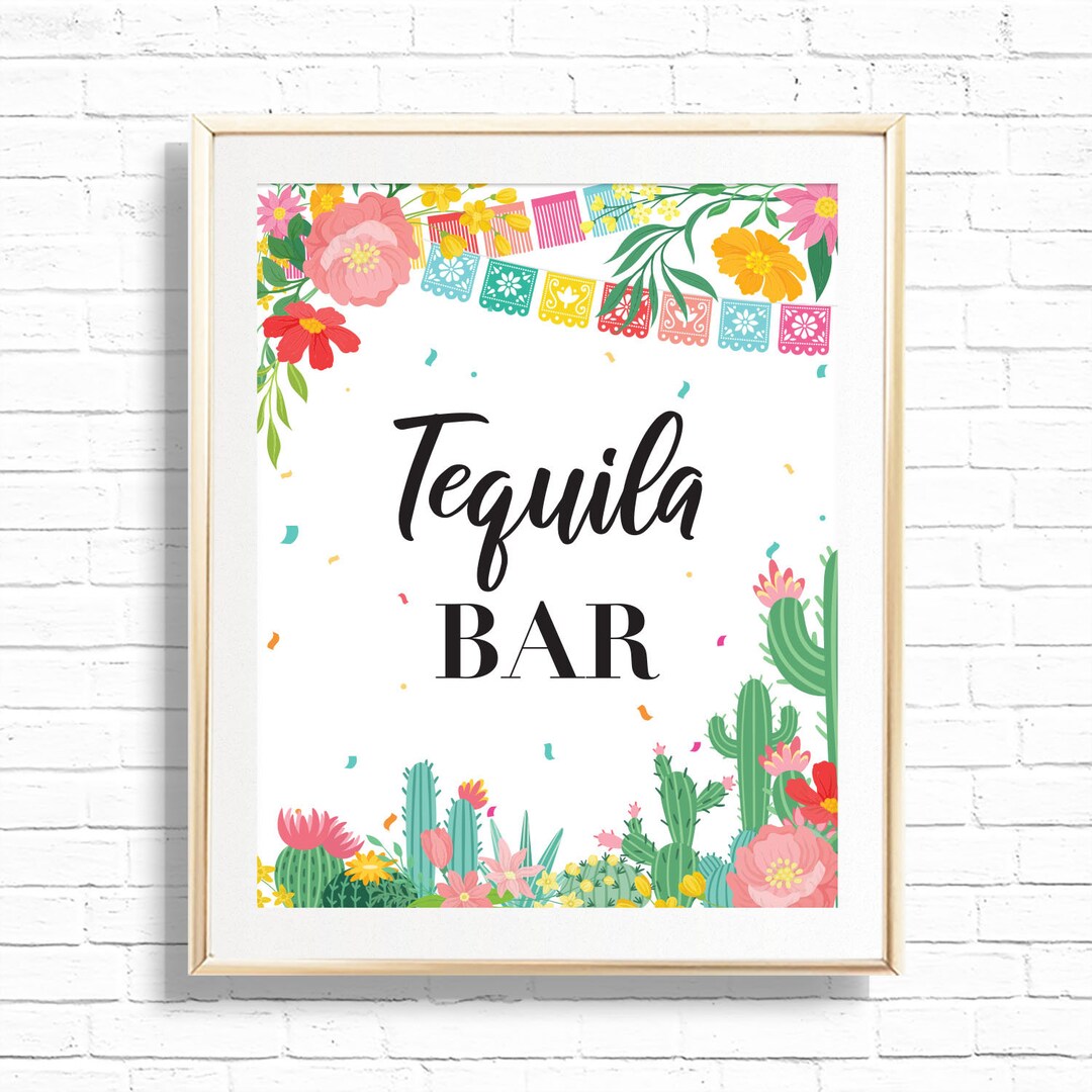 Fiesta Tequila Bar Sign - Printable First Fiesta Taco 'bout A Party 1st ...