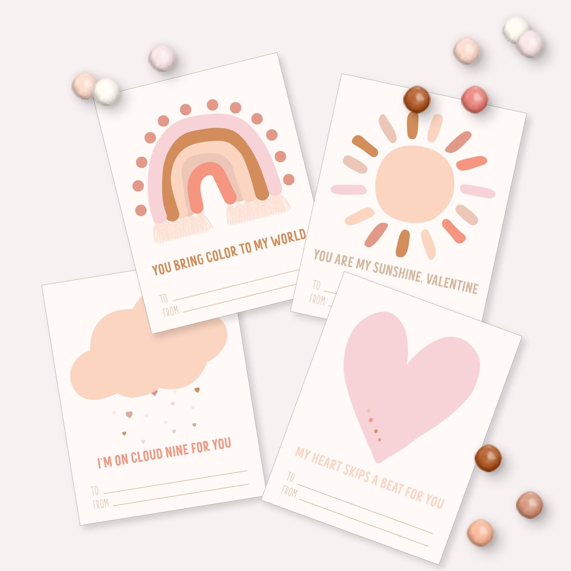 Valentine's Day Boho Rainbow Cards Printable Bohemian - Etsy
